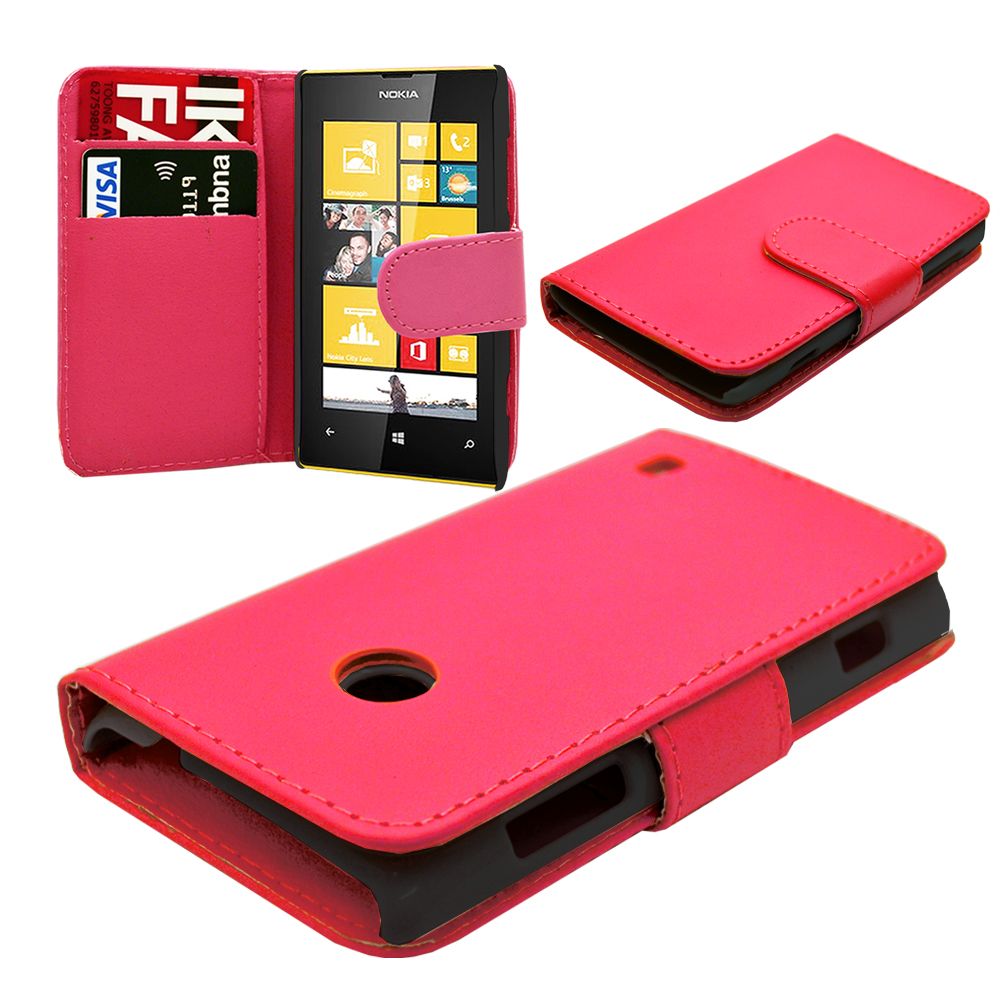 Pu Leather Wallet Flip Phone Case Cover For Nokia Lumia 520 Screen