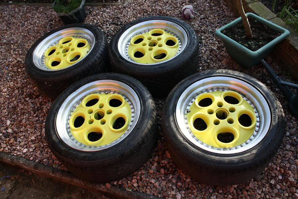 9x17 Autostrada Monza split rims. 5x114. ET20. Yellow centres. Badass ...
