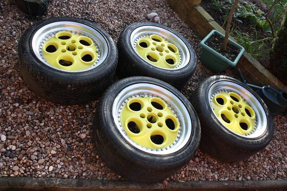 9x17 Autostrada Monza split rims. 5x114. ET20. Yellow centres. Badass ...