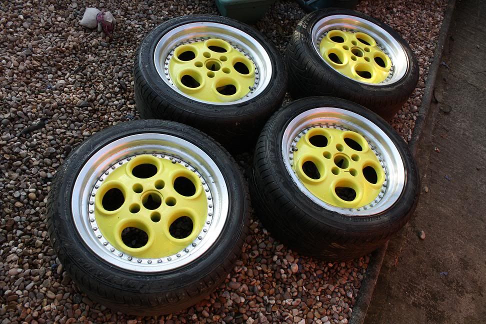 9x17 Autostrada Monza split rims. 5x114. ET20. Yellow centres. Badass ...